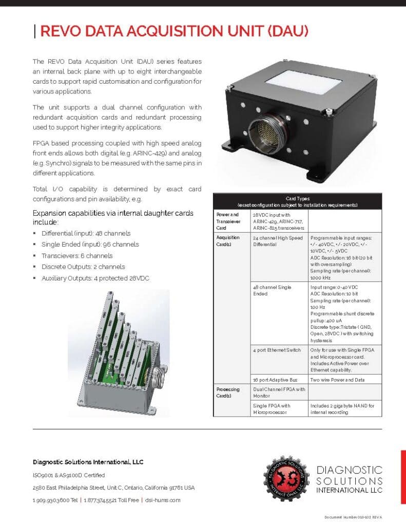 REVO Data Acquisition Unit (DAU) - Diagnostic Solutions International LLC